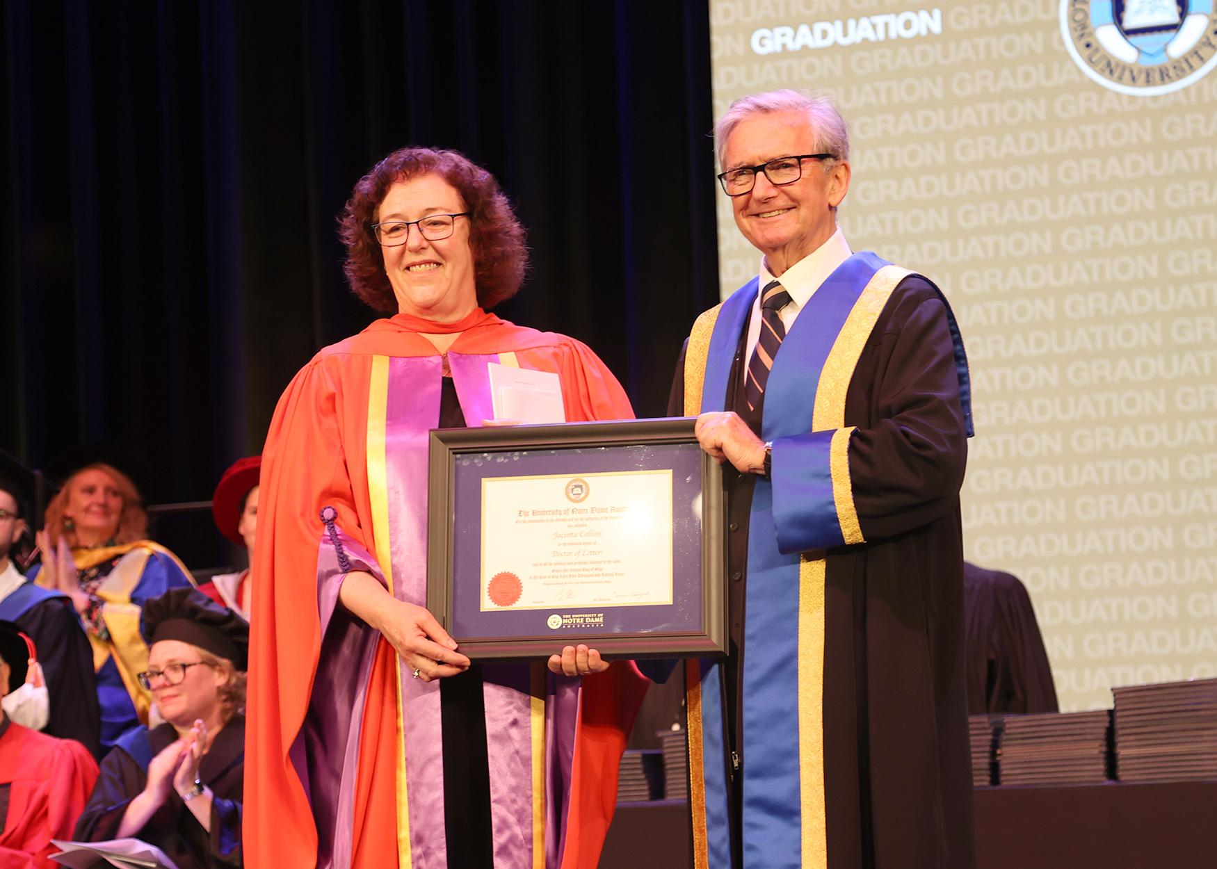 Jacinta Collins receives Honorary Doctorate from UNDA - NCEC